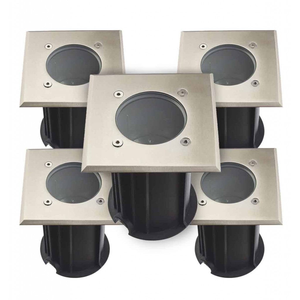 Pack de 5 Supports Spots Encastrables Sol GU10 220V Étanche IP67 Carré ...