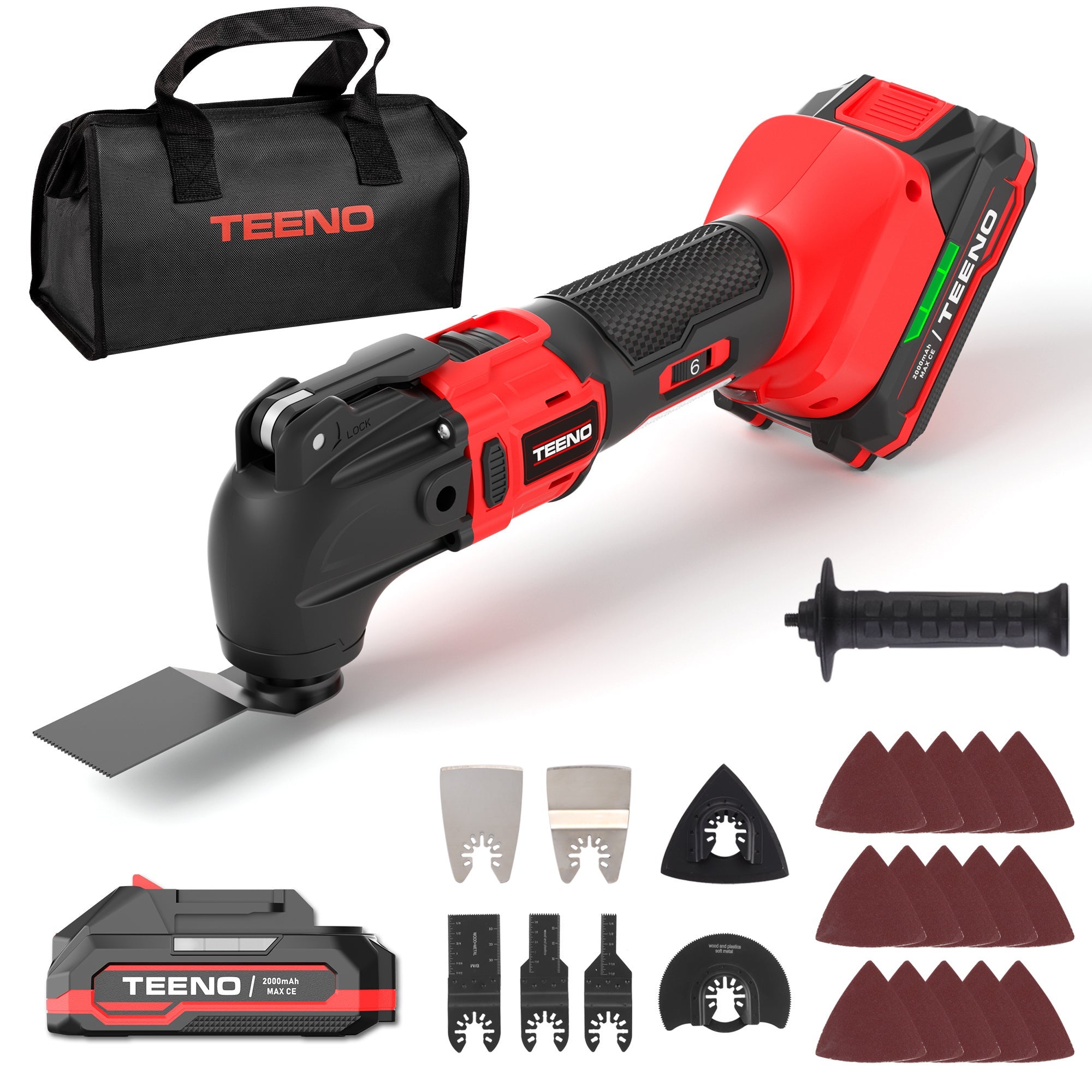 TEENO Outil Multifonction Oscillant 20V, Brushless Outil Multifonction ...