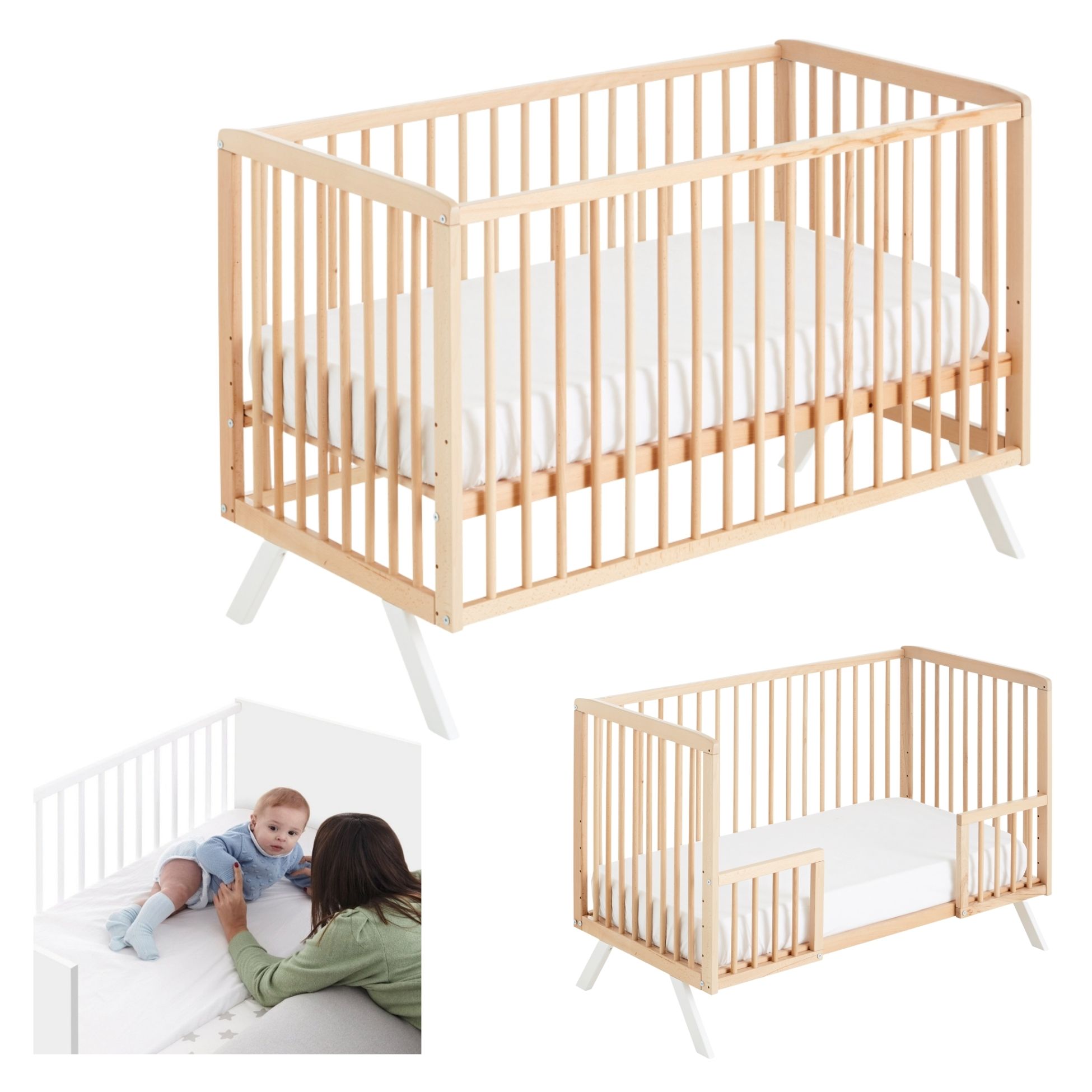 Cuna colecho Koala + kit colecho + kit para convertir cuna en cama ...