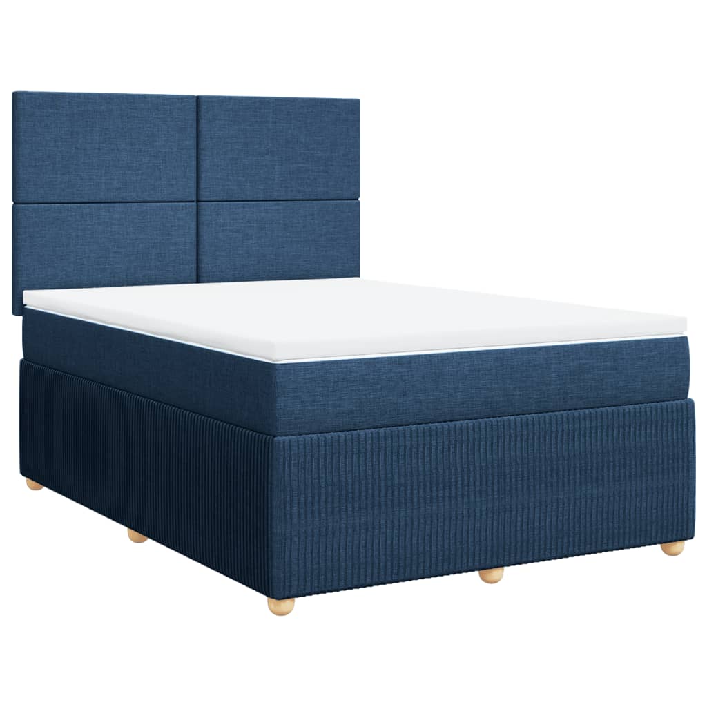 Cama box spring con colchón tela azul 160x200 cm | Leroy Merlin