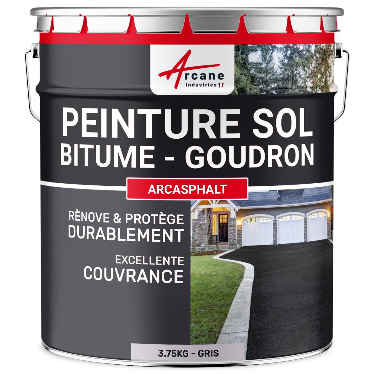 Peinture Bitume, Goudron, Enrobé - ARCASPHALT - 3.75 kg (jusqu a 7.5 m² ...