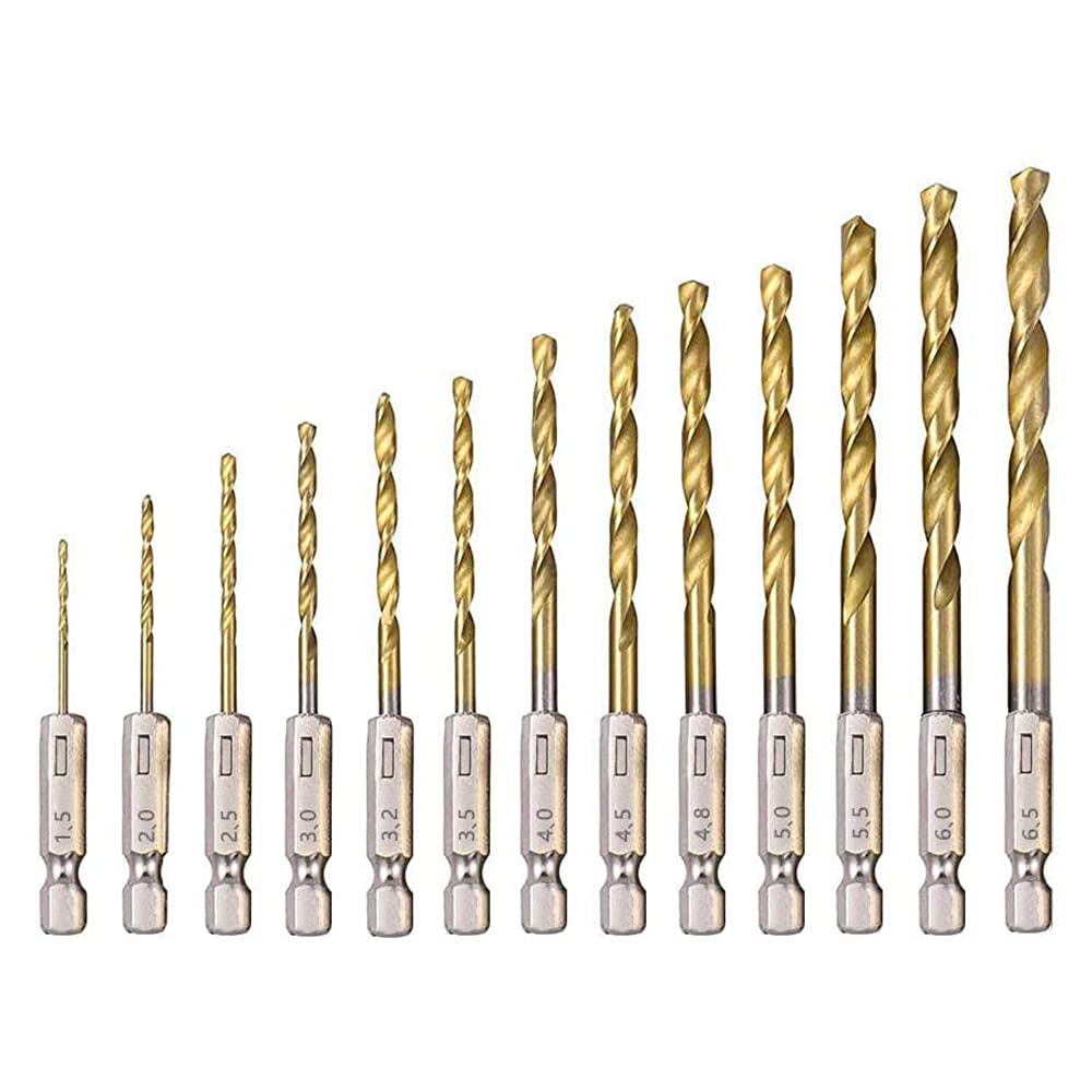 13Pcs Forets Hexagonaux en Acier Rapide avec Revêtement en Titane 1,5 ...