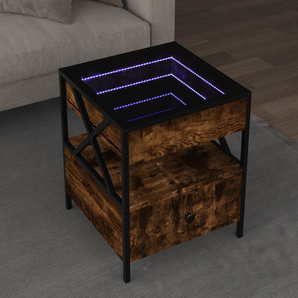 Tavolino da Salotto con LED Infinity Rovere Fumo 40x40x51 cm 40 x 40 x ...