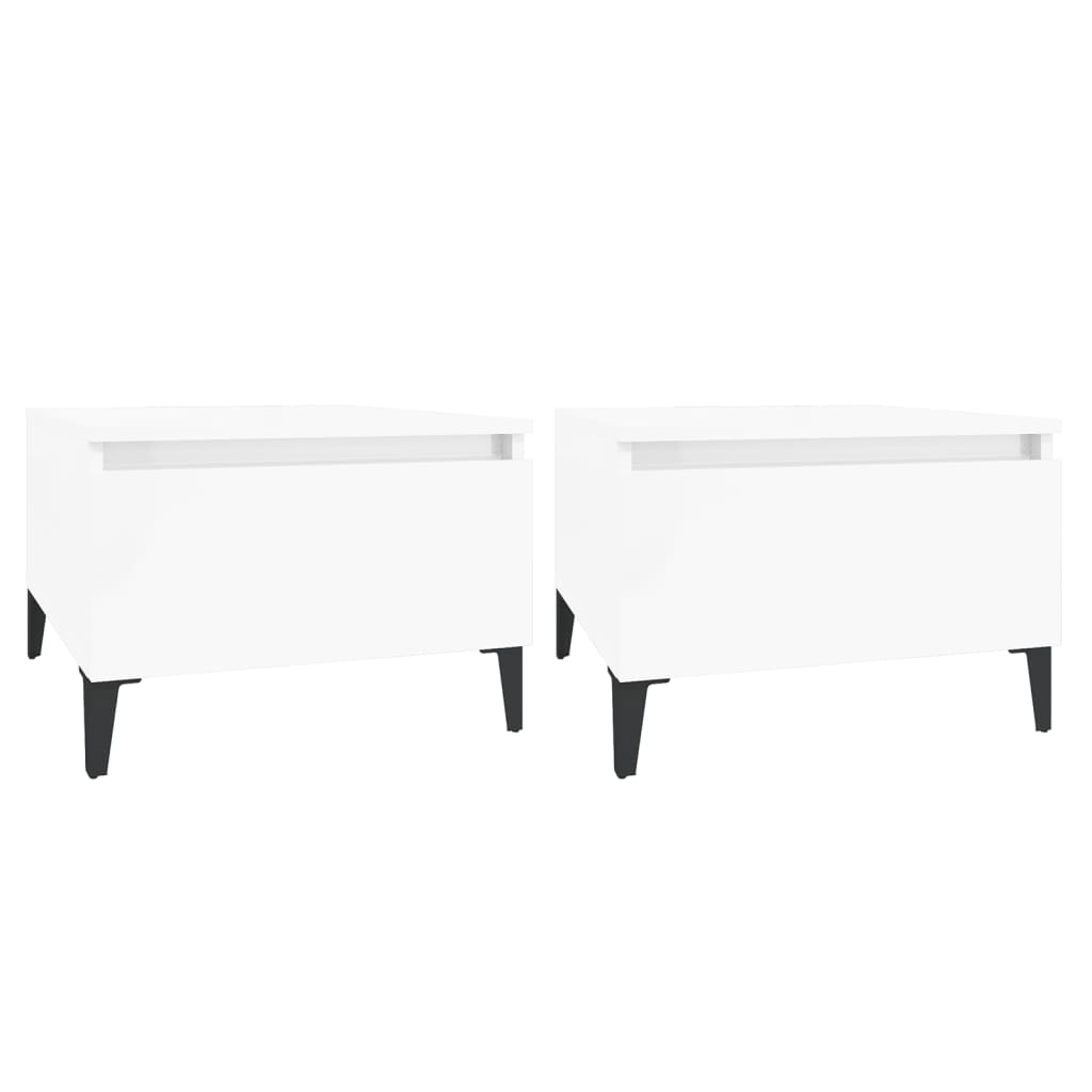 Lot de 2 Tables d'appoint | Bout de canapé | Table Basse Blanc brillant ...