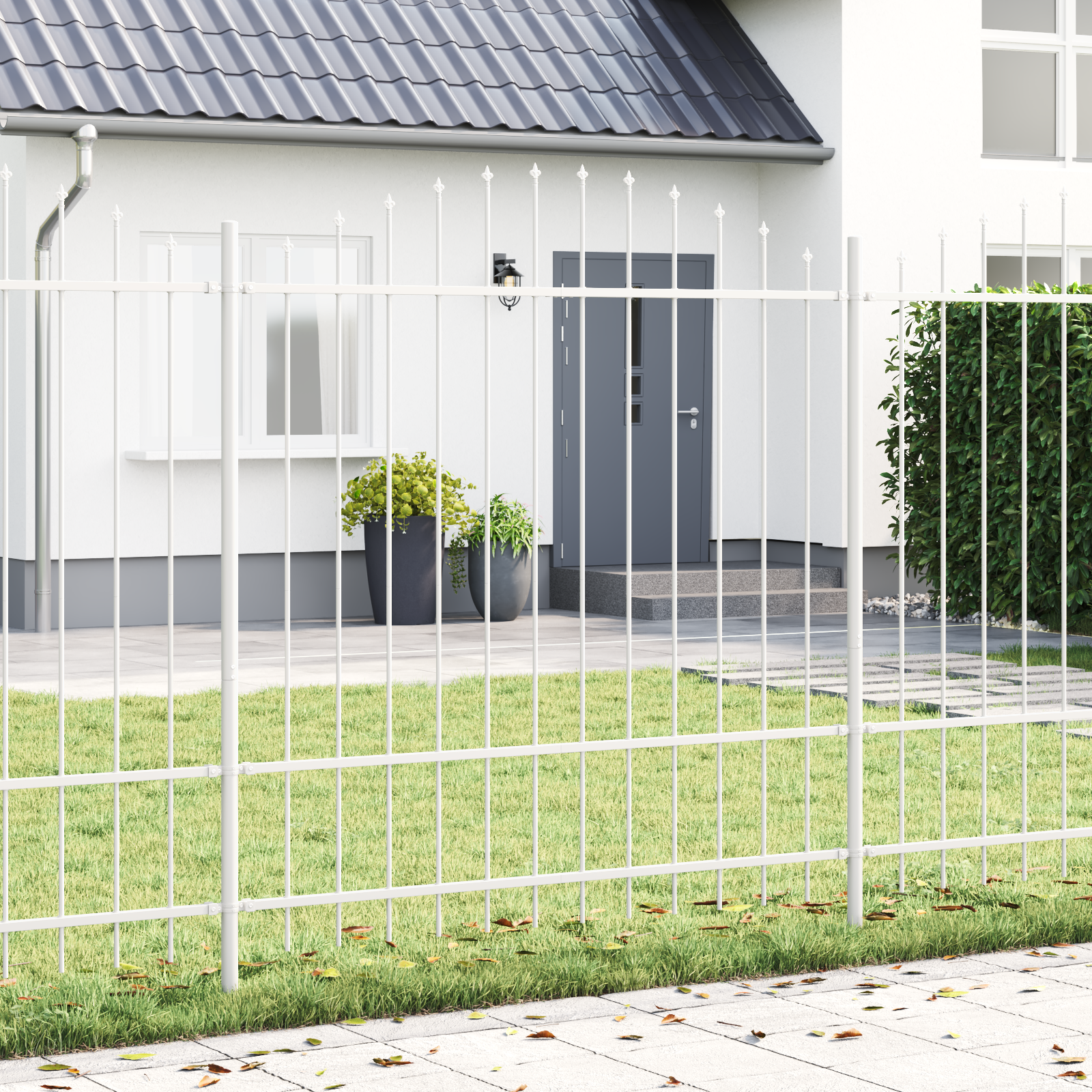Clôture de jardin avec un sommet en arceau - Blanc - 3,4 x 1,75 m ...