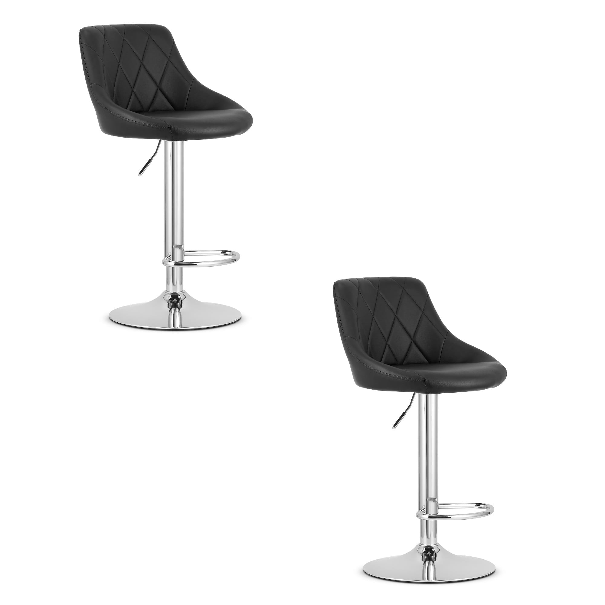 Tabouret KAST - similicuir noir / piètement chromé x 2 | Leroy Merlin