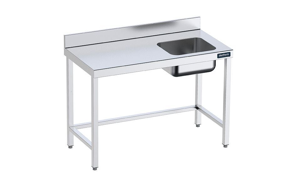 Table de chef Inox avec bac à Droite et renforts - Gamme 600 - Distform ...
