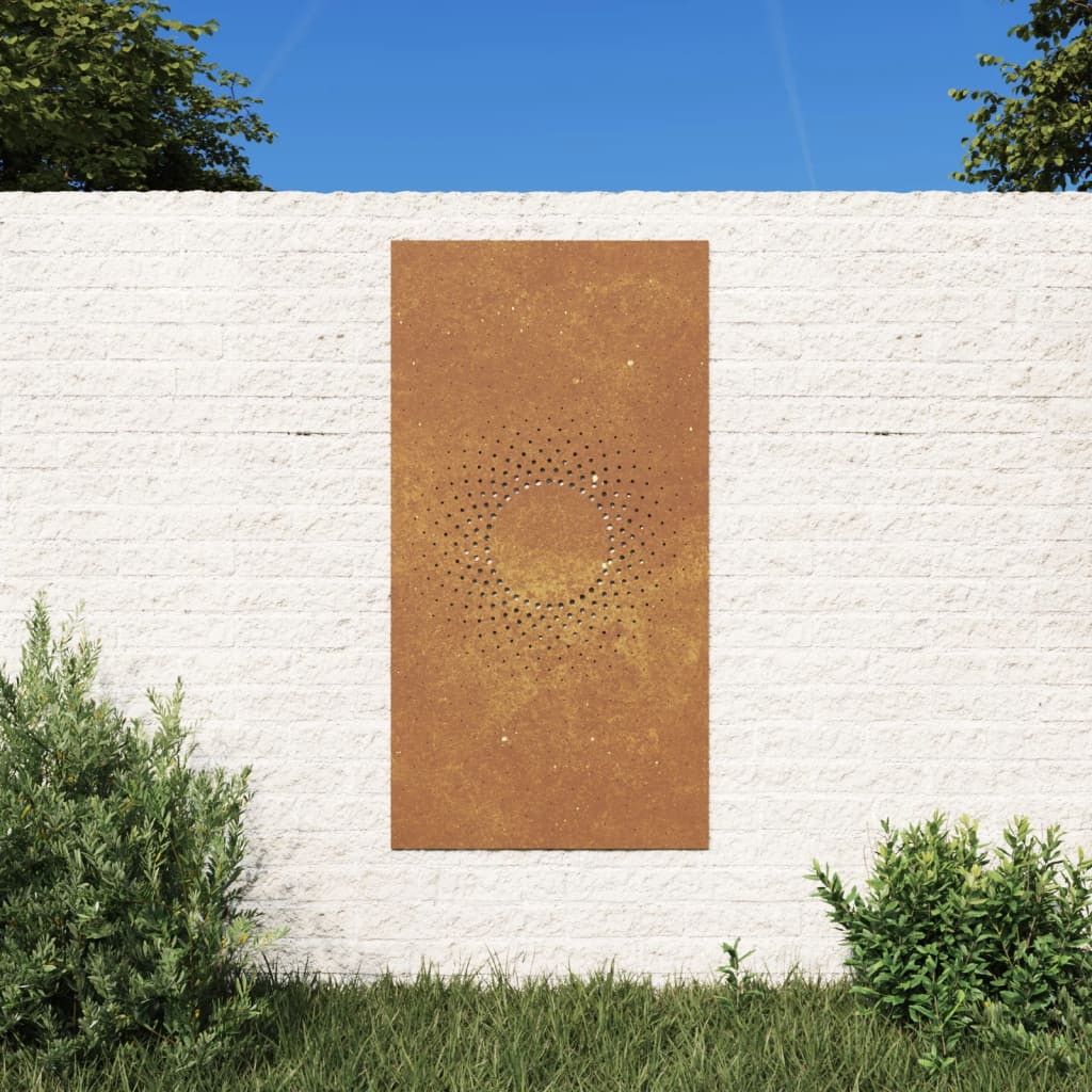 Decoración de pared para jardín 105x55 cm acero corten diseño sol ...
