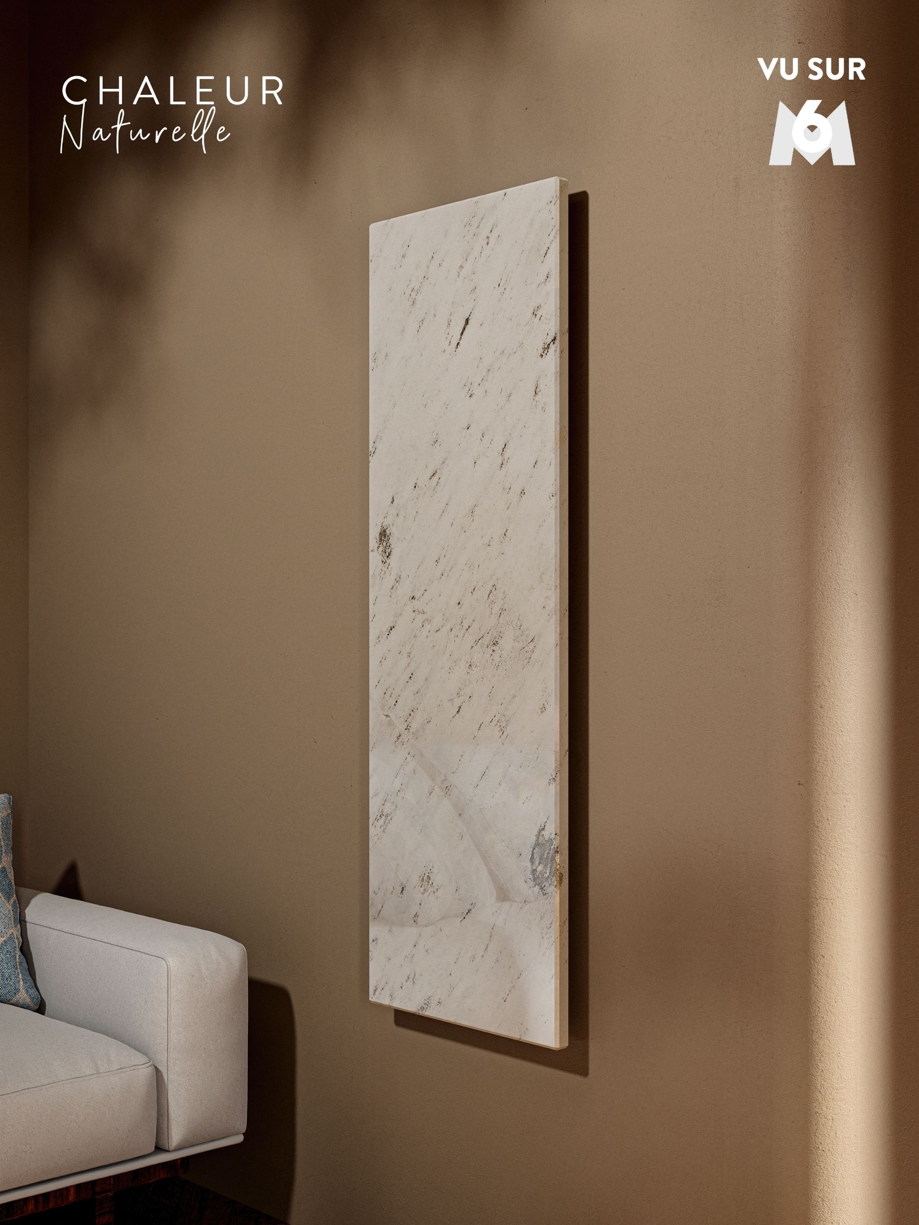 Radiateur électrique design en Marbre White Grey | 1100W - 130x42cm ...