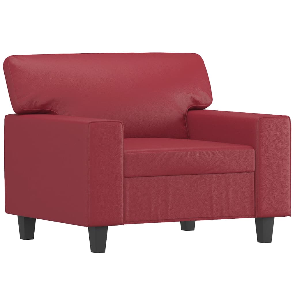 Sillón de salón | Silla | Sillón cuero sintético rojo tinto 60 cm ...