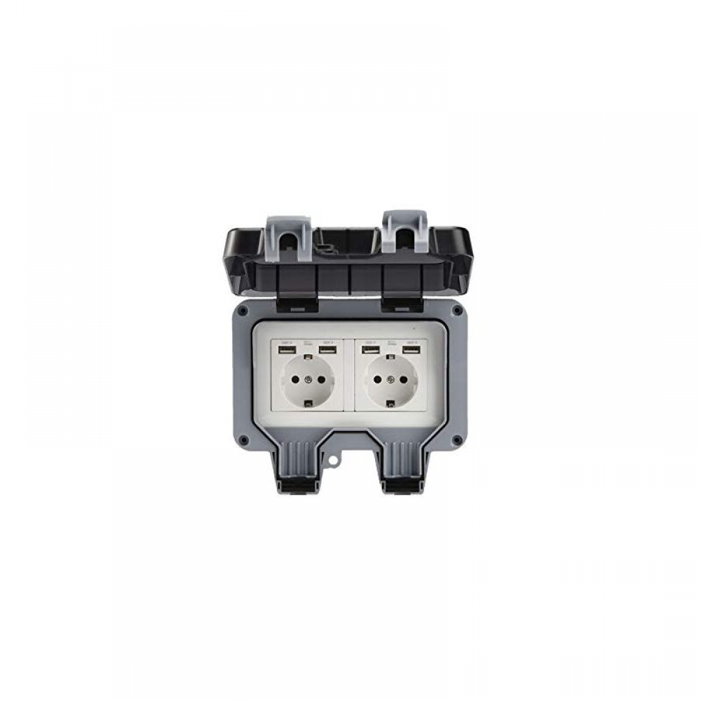 Prise murale extérieure double avec USB, étanche, résistante, prise ...