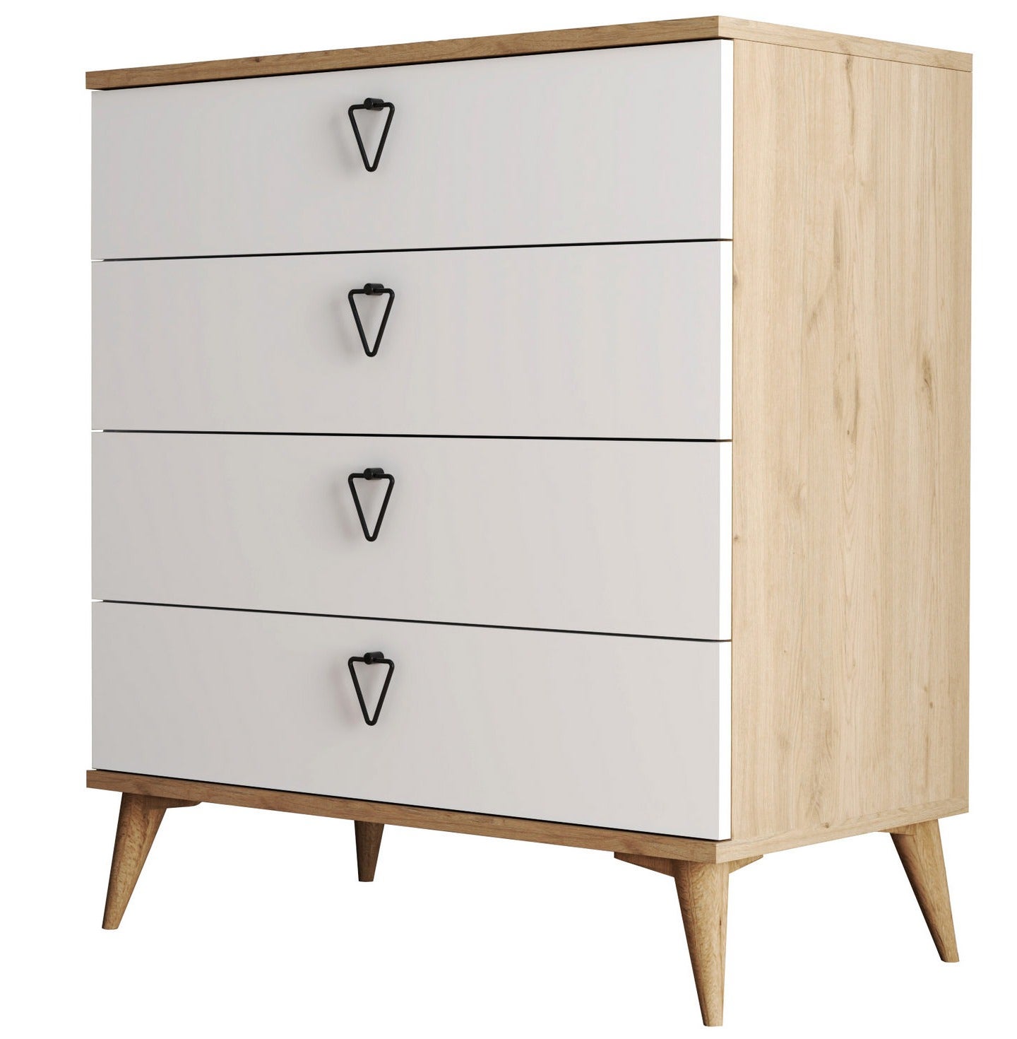 Commode 4 tiroirs bois blanc et naturel Vera 80cm | Leroy Merlin