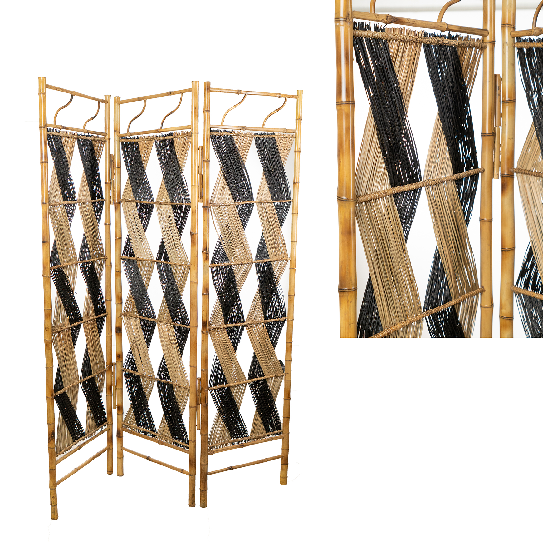 BIOMBO 3 PARTES FIBRAS NATURALES/NEGRO | Leroy Merlin