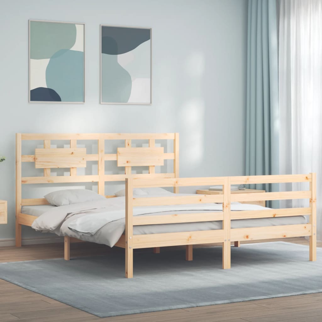 Estructura de cama con cabecera king size de madera maciza. | Leroy Merlin