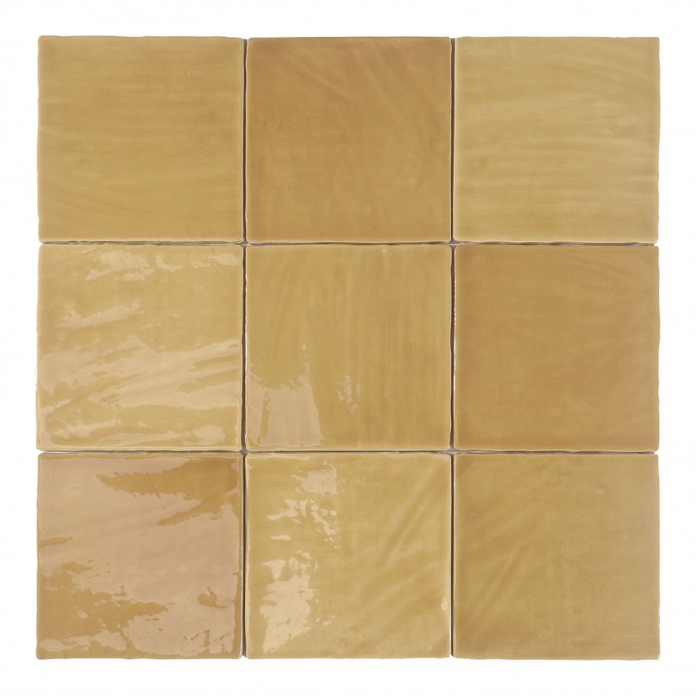 Azulejo Amarillo Mostaza Brillante Efecto Zellige. Tabarca Miel 15x15cm ...