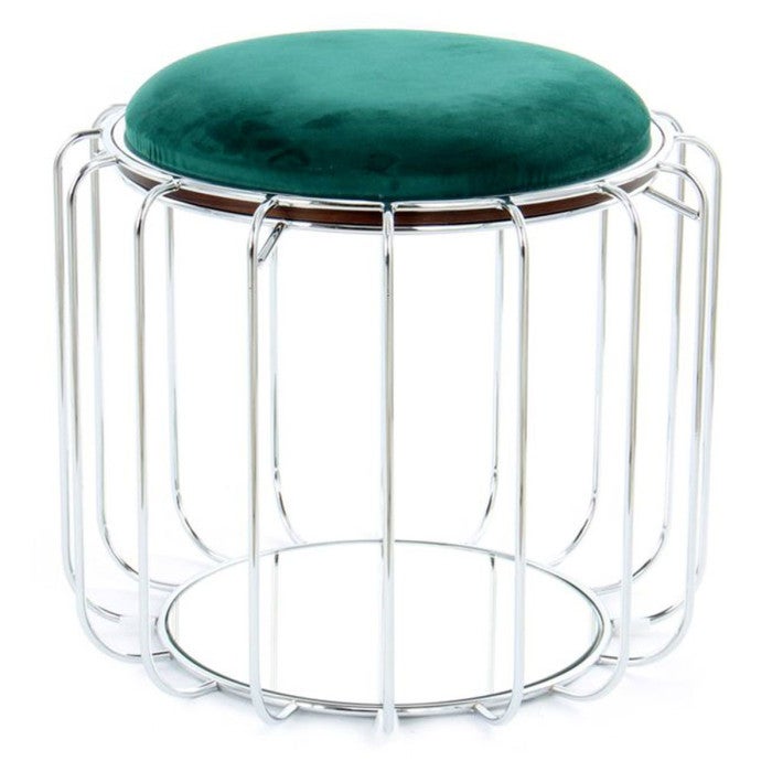 Pouf & Table d'Appoint "Comfortable" 50cm Vert & Argent | Leroy Merlin