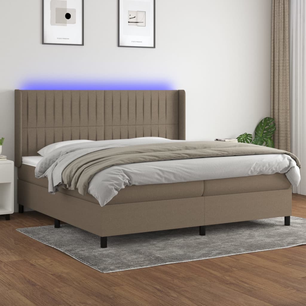 Lit double | Lit adulte | Sommier à lattes de lit matelas et LED Taupe ...