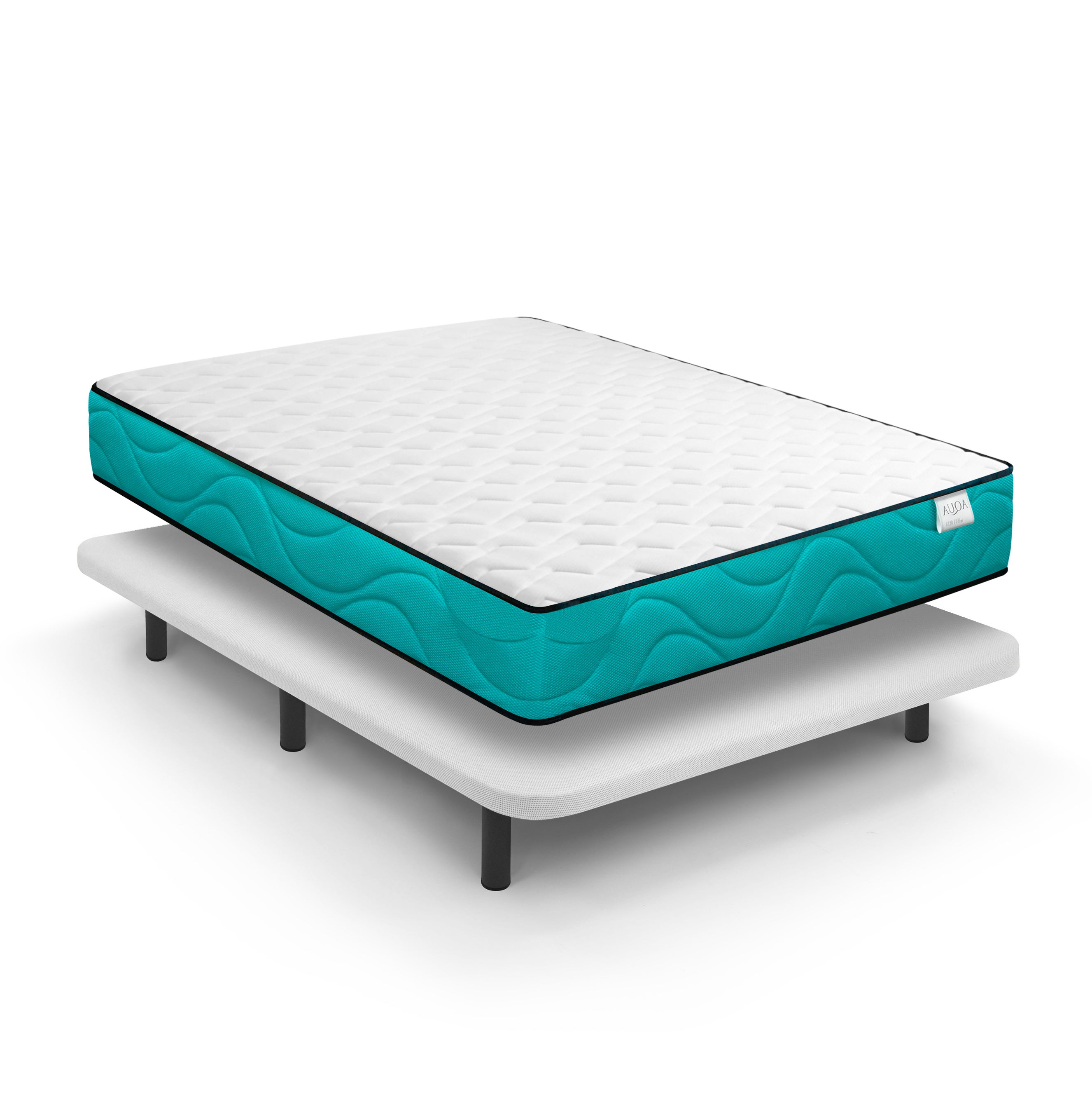 Base tapizada Cibeles + patas Blanco + Colchón Brisa 150x190 Altura 21 ...