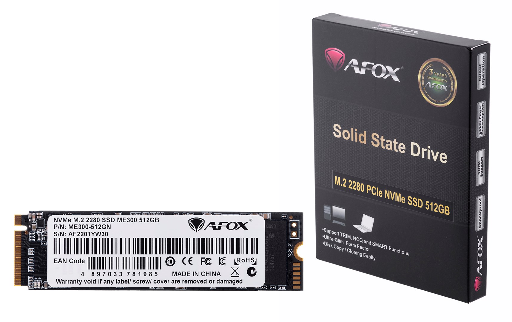 Disque SSD AFOX M.2 PCI-EX4 512 Go TLC 1,7 Go/s NVME | Leroy Merlin