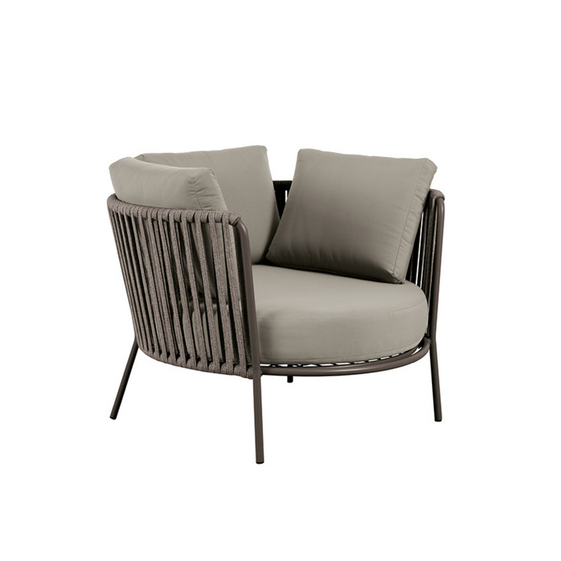 Poltrona bassa maxi in corda e metallo cm 104x104 71h Fango - Talpa ...