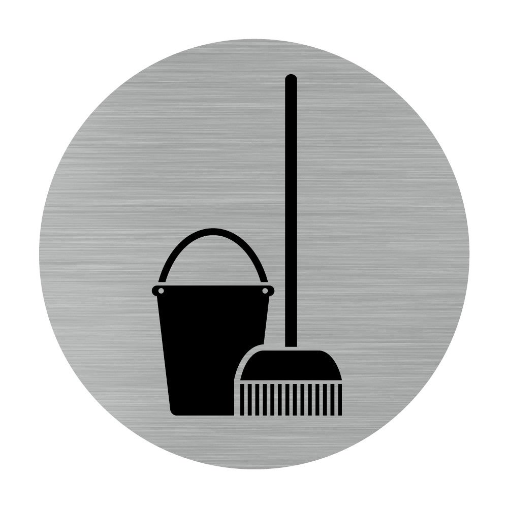 Plaque de porte rond pictogramme local ménage, Diamètre 76 mm (7,6 cm ...