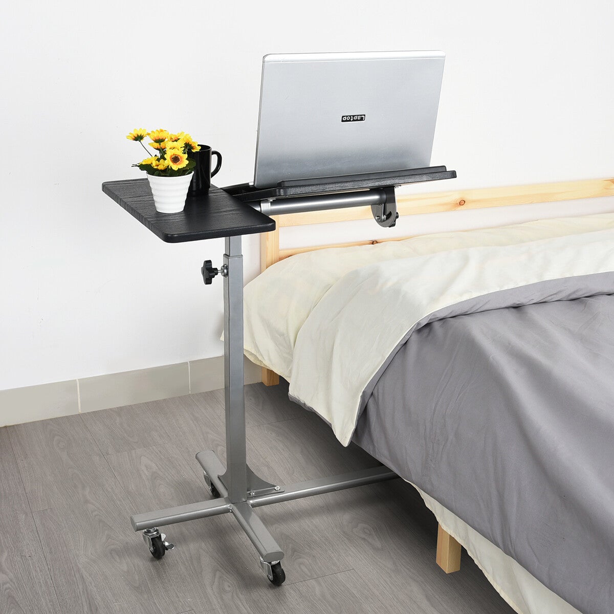 URBAN MEUBLE Table De Lit Mobile Noir Et Gris Plateau Inclinable ...