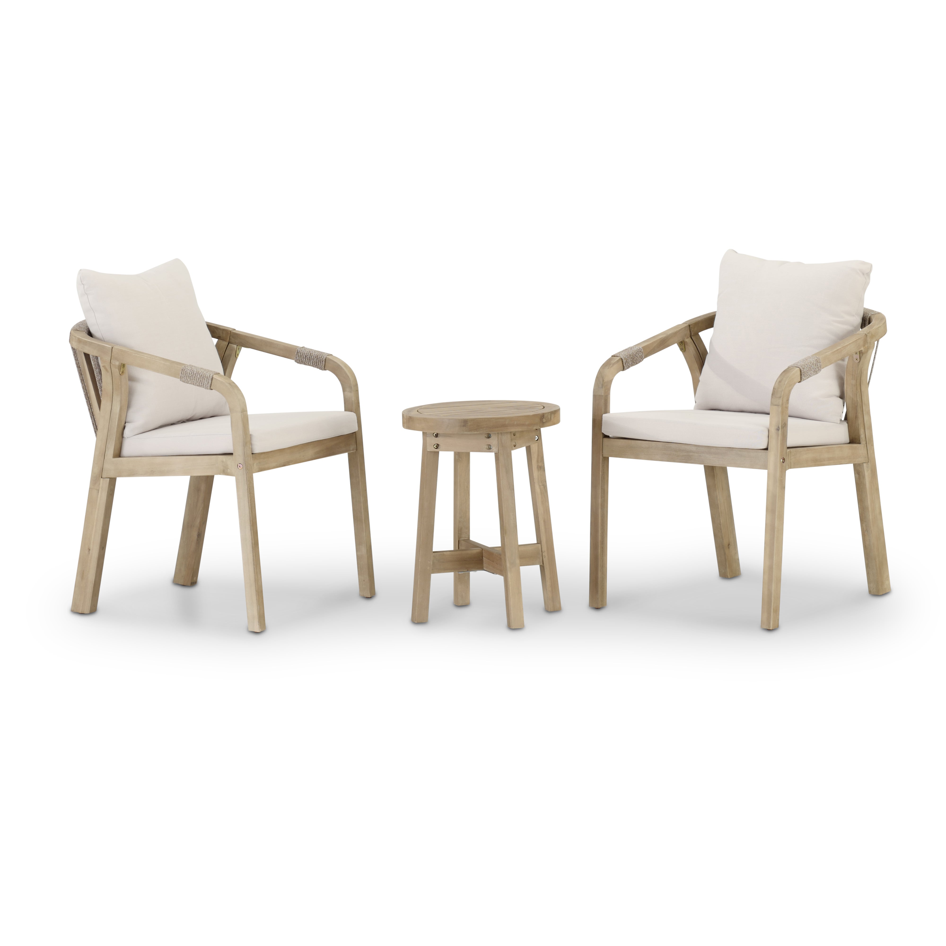 Ensemble balcon 2 chaises en corde beige et table d’appoint - Siena ...