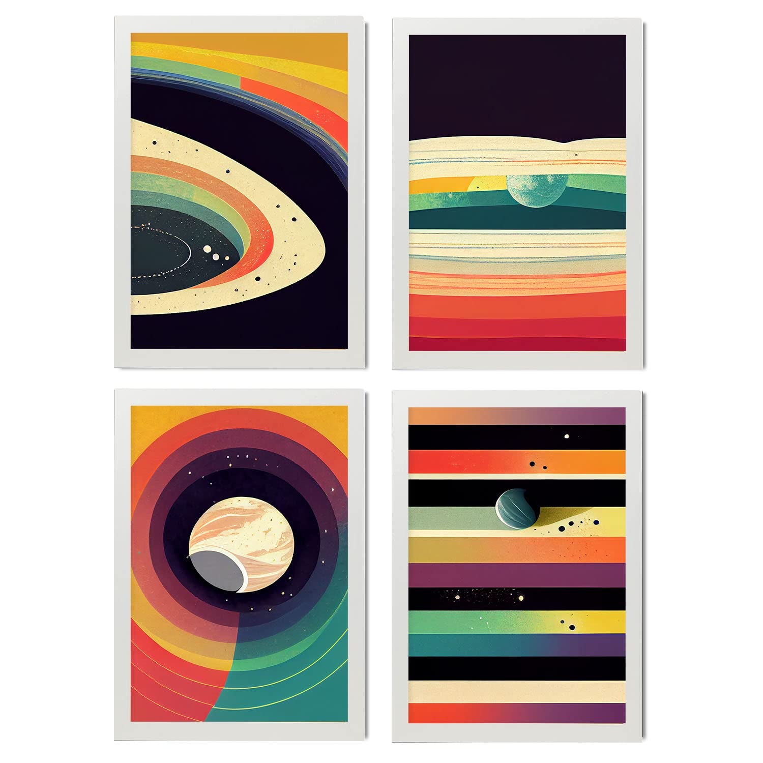 Nacnic Set De 4 Posters Circular En Estilo Abstracto Llamativas Y ...