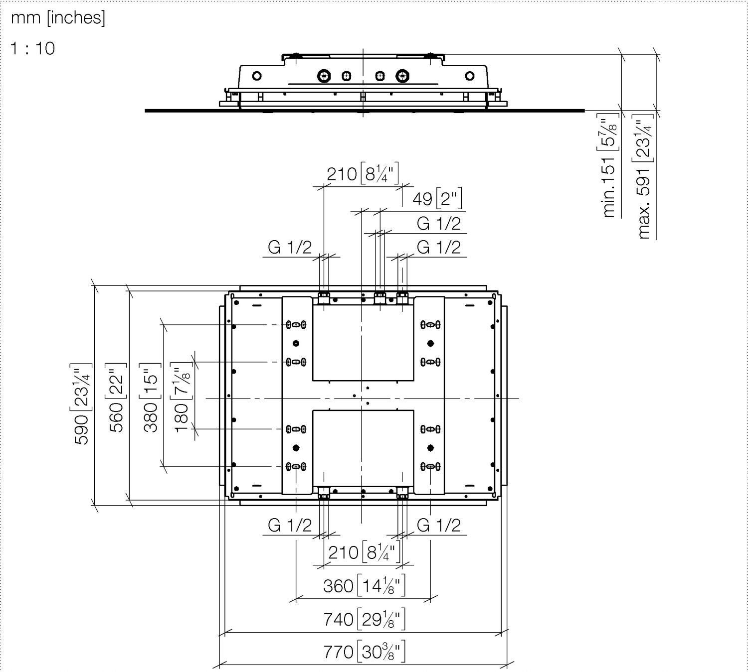 Dornbracht SERENITY SKY+ à encastrer Boîte de montage au plafond ...