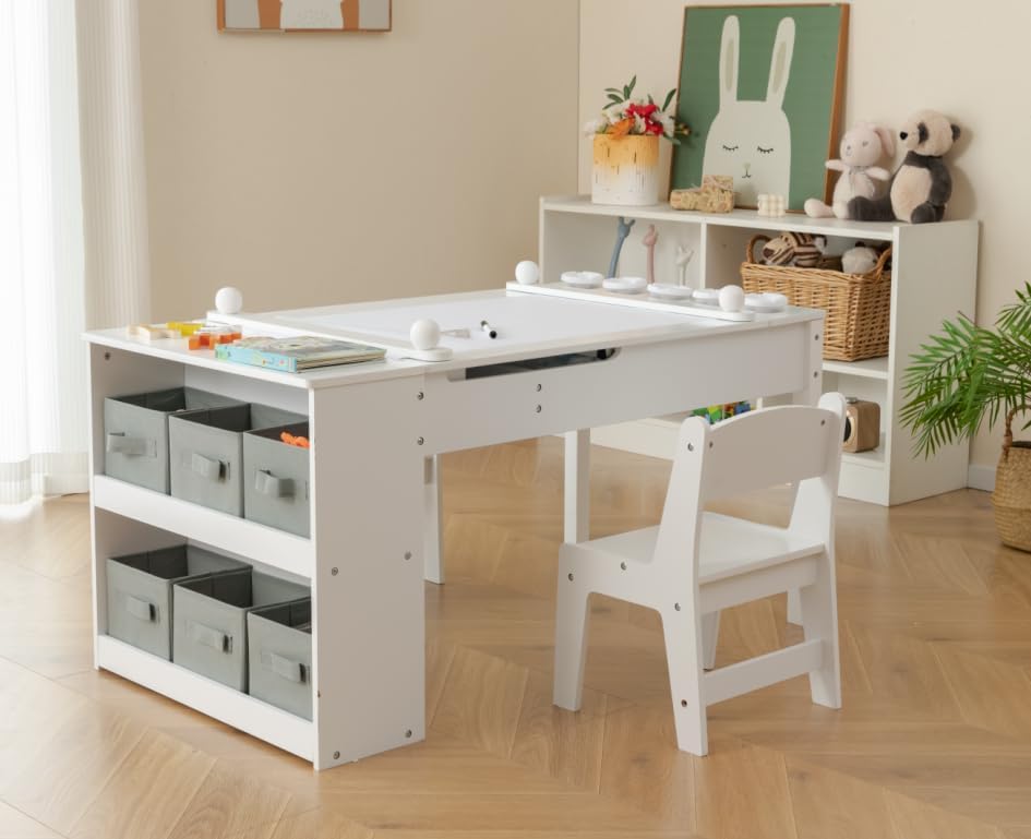 2 en 1 Table à Dessin et 2 Chaises Enfants avec Plateau Inclinable ...