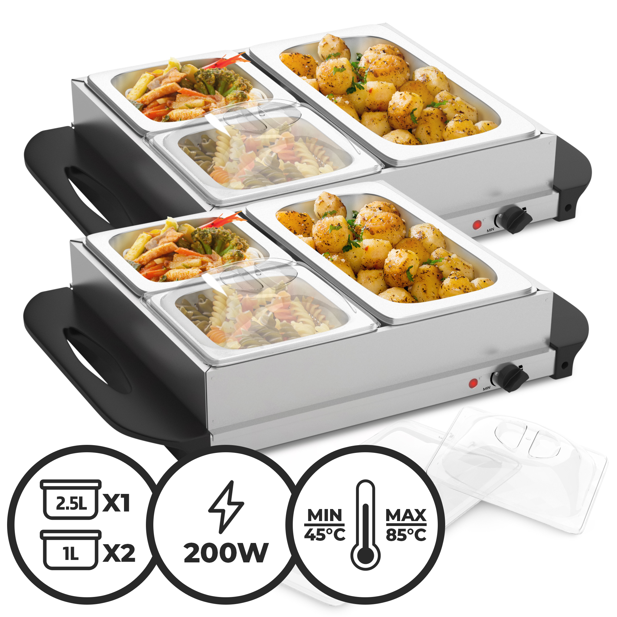 Jago® Chauffe-Plats Électrique - Set de 2, en Acier Inoxydable ...