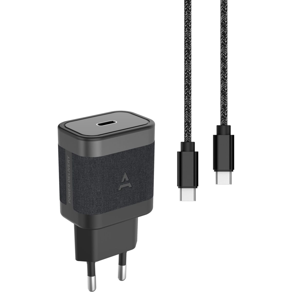 Chargeur secteur ADEQWAT Chargeur 30W + cable USB-C /USB-C noir | Leroy ...