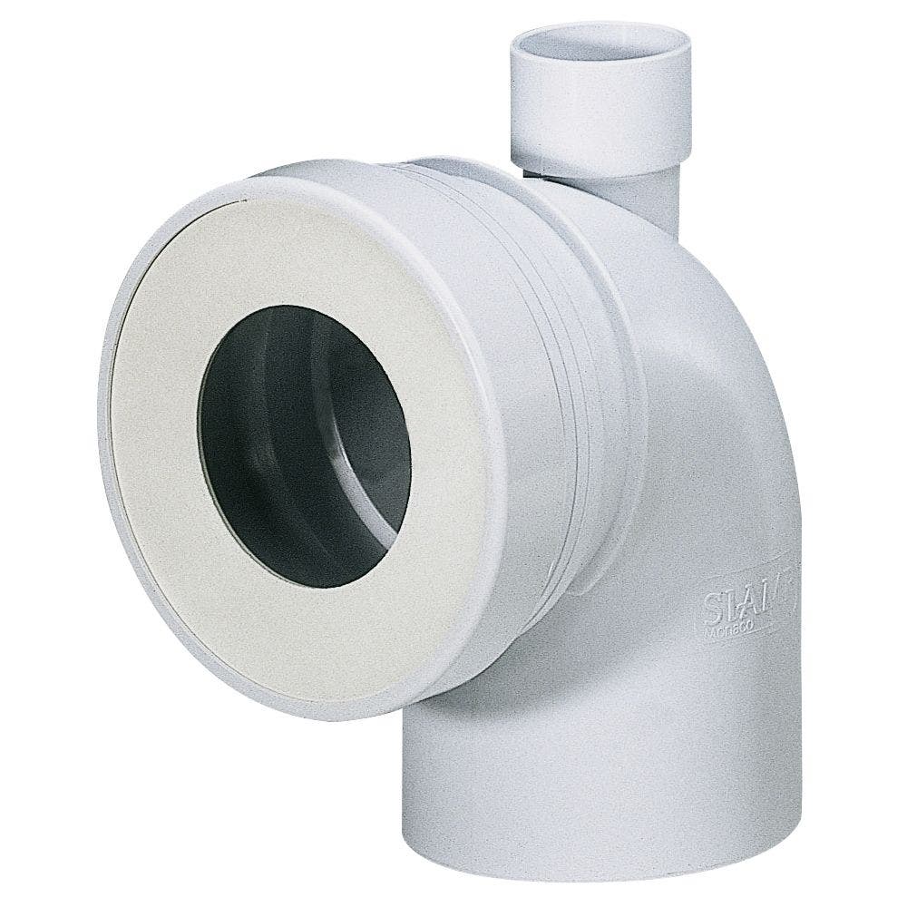 Pipe WC courte mâle coudée à 90° avec piquage | Leroy Merlin