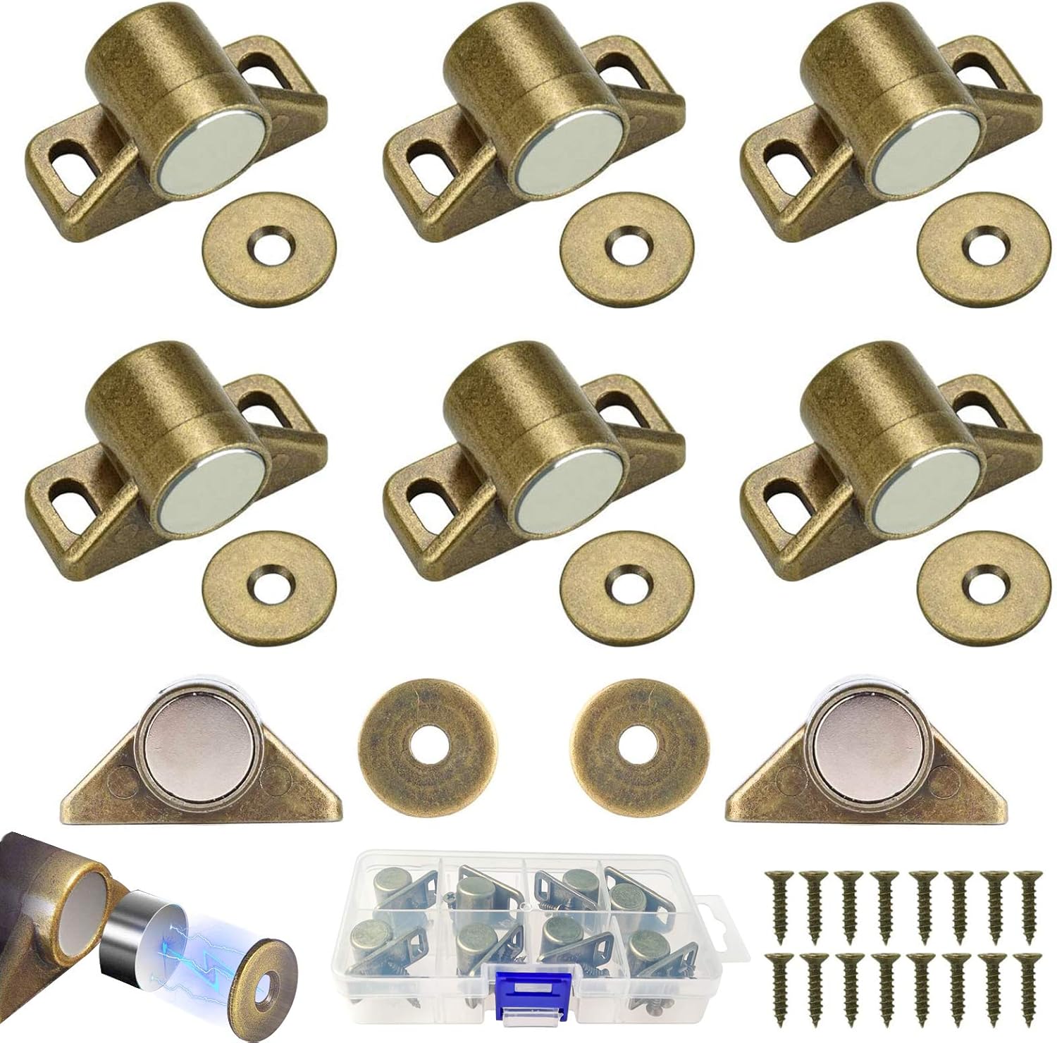 8 Pcs Loqueteau Magnétique,Bronze Loquet Magnetique en Alliage de Zinc ...