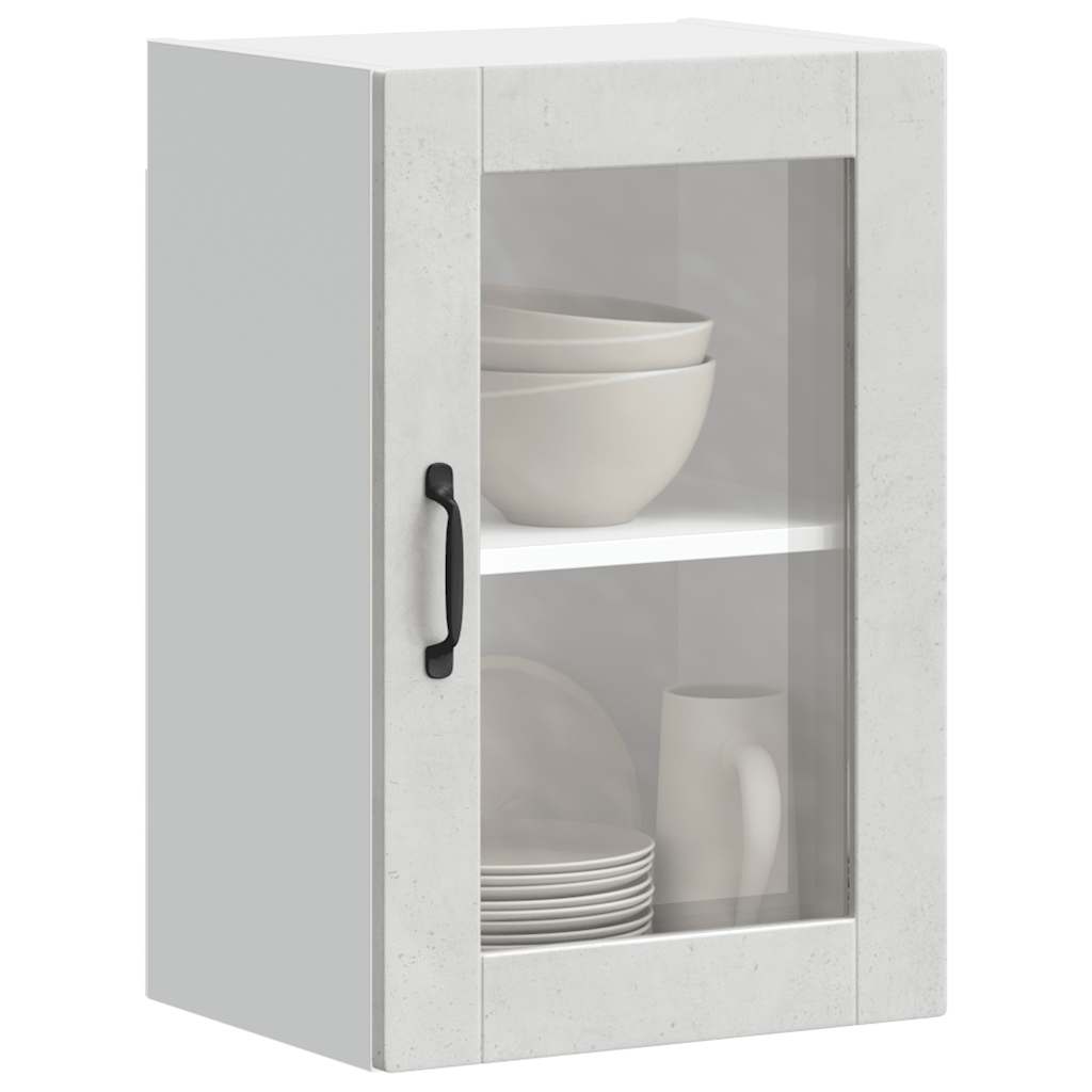 Meuble murale de cuisine avec porte en verre gris béton | Leroy Merlin