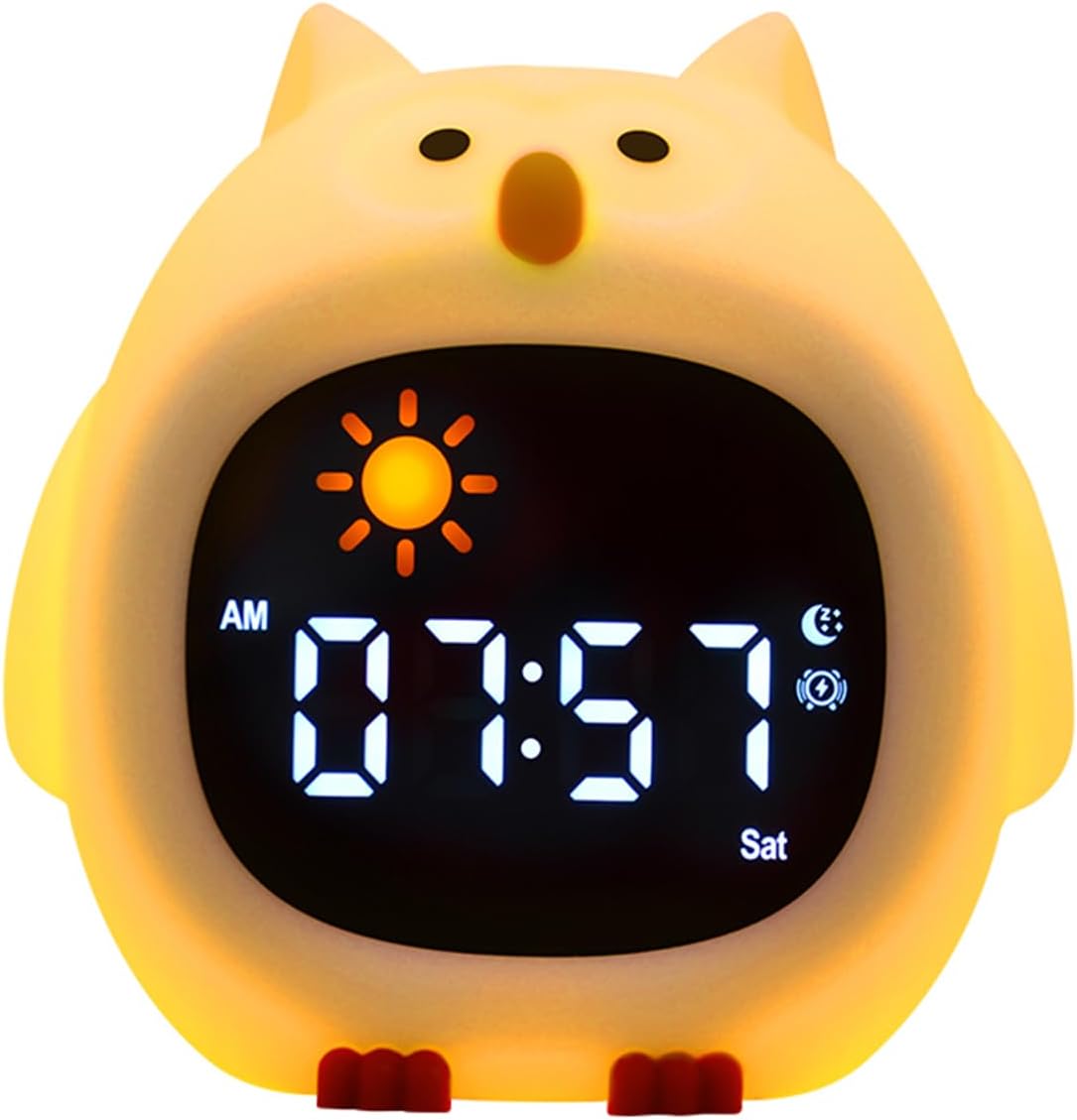 Réveil avec veilleuse, lampe rechargeable en silicone, réveil à bruit ...