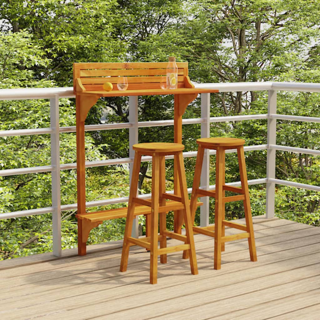 Maison Exclusive - Ensemble de bar de balcon 3 pcs Bois d'acacia massif ...