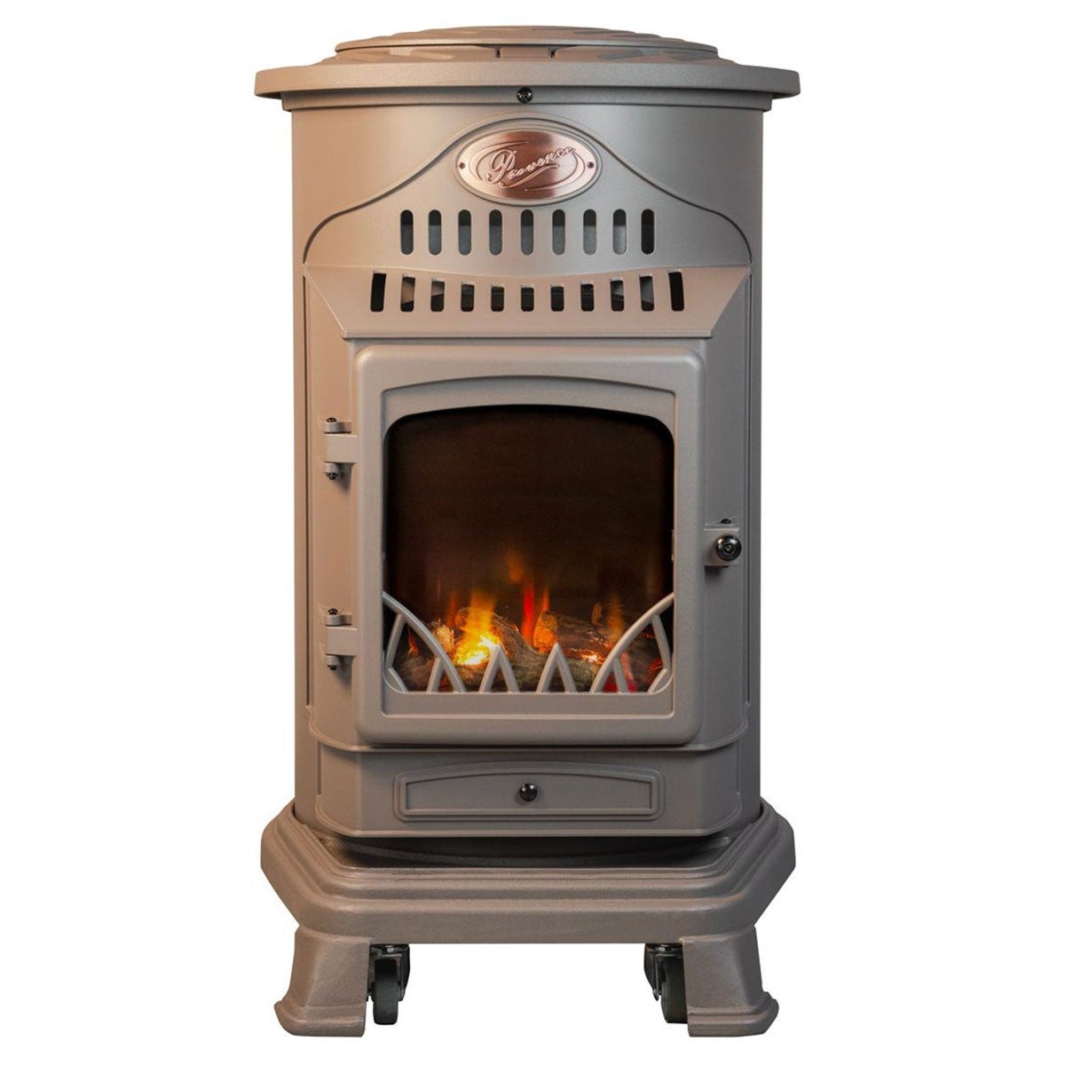 Poêle à gaz Fonte véritable 3.4KW MARRON Miel Effet feu de bois ...