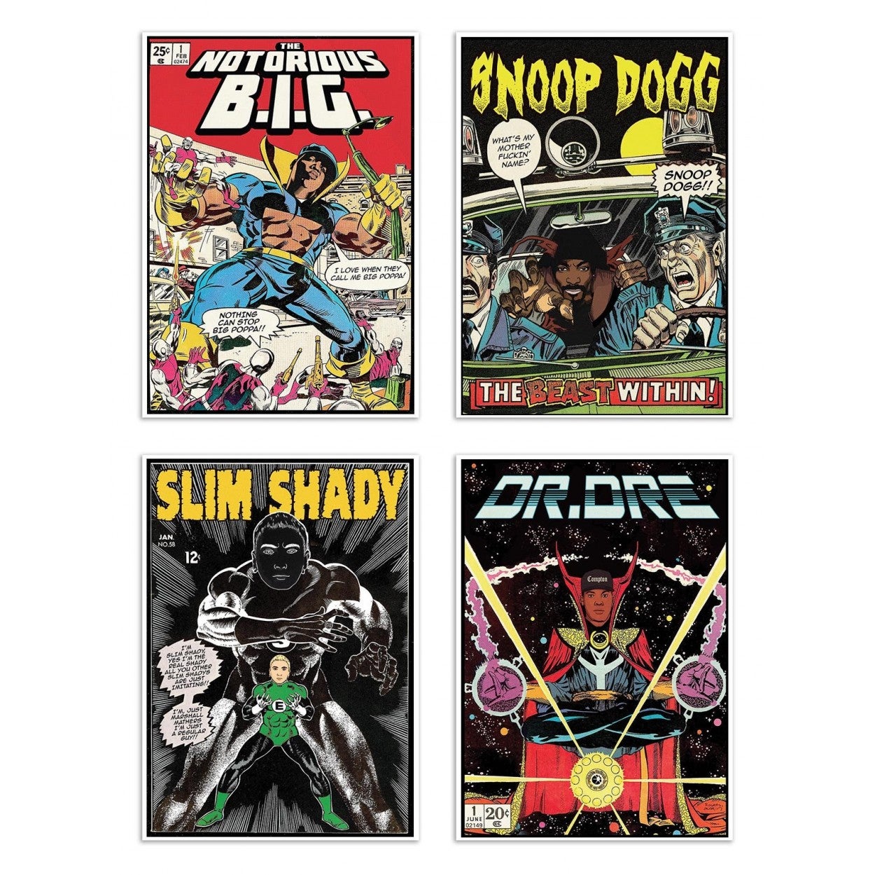 4 Art-Posters 20 x 30 cm - Rappers Comics - David Redon - 20 x 30 cm | Leroy Merlin