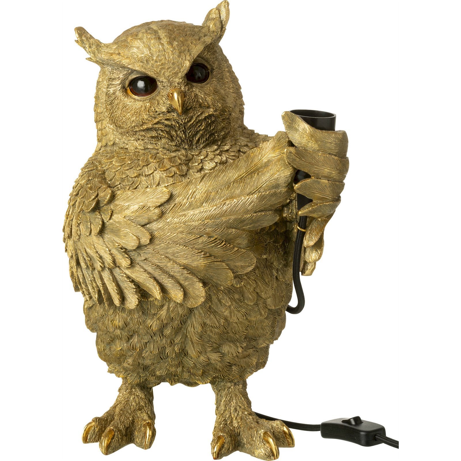 Lampe de table hibou doré design résine pour salon élégant 24,5 x 23 x ...