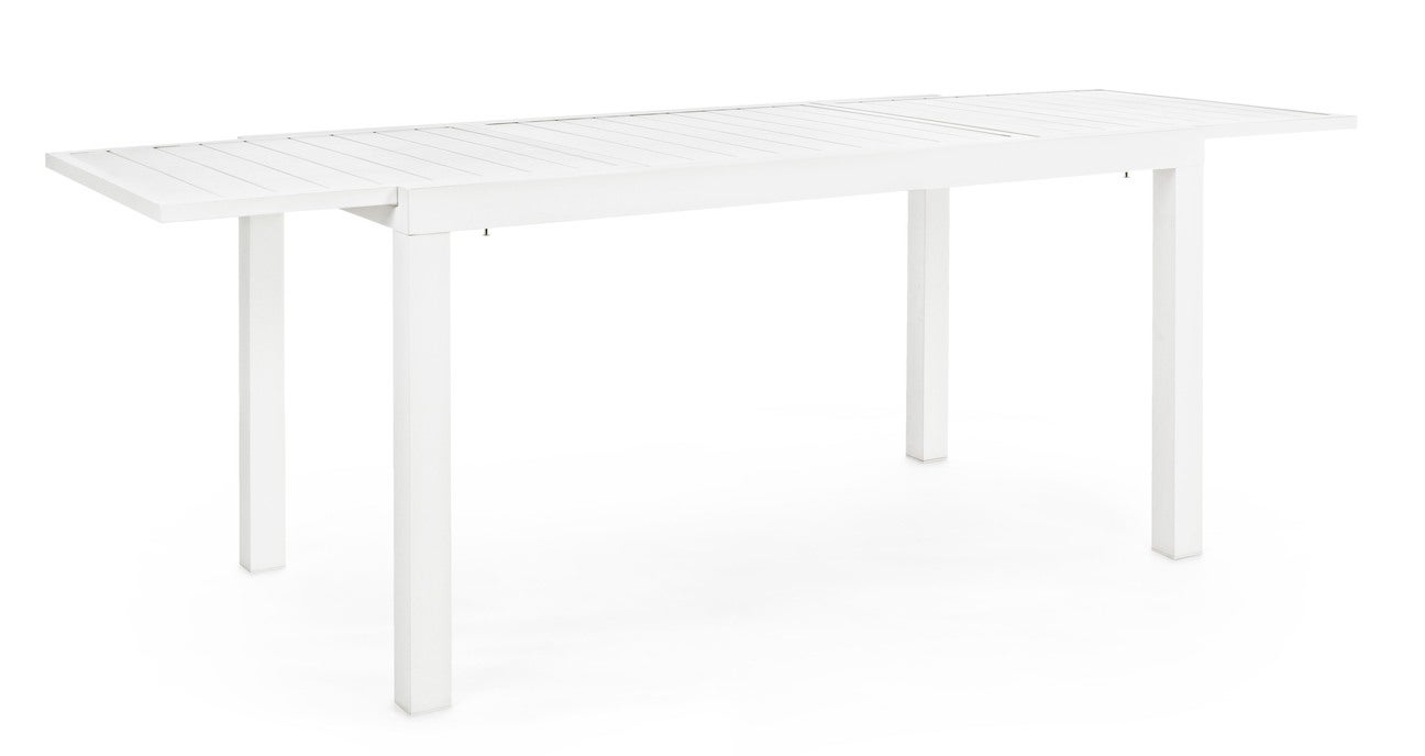 Table blanche extensible "Hilde" 140-210X77 en lattes d'aluminium pour ...