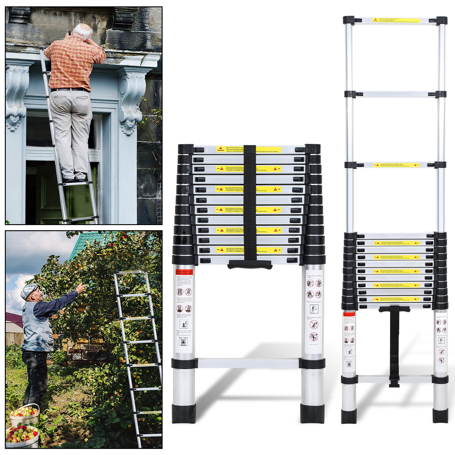 Escabeau echelle telescopique aluminium 3,8m, extensible, pliante ...