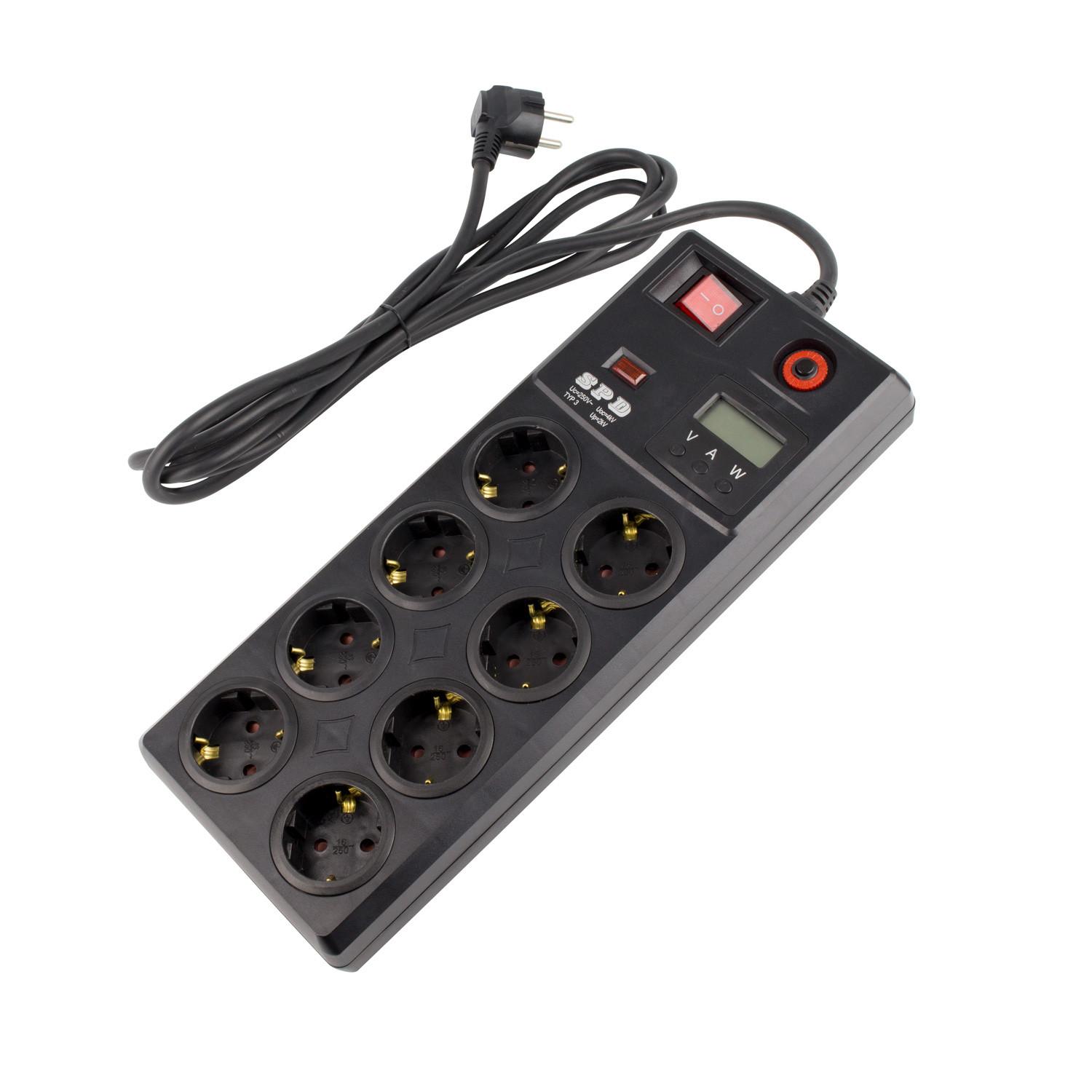 Ledkia Base Múltiple 8 Enchufes Tipo F Schuko + Protección Sobretensiones 3m Negro | Leroy Merlin