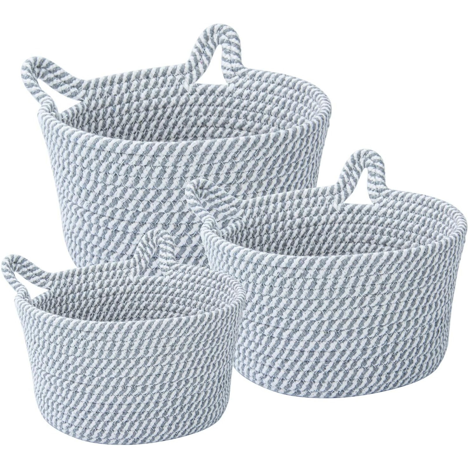 Lot de 3 paniers de rangement, paniers de rangement tissés en corde de ...
