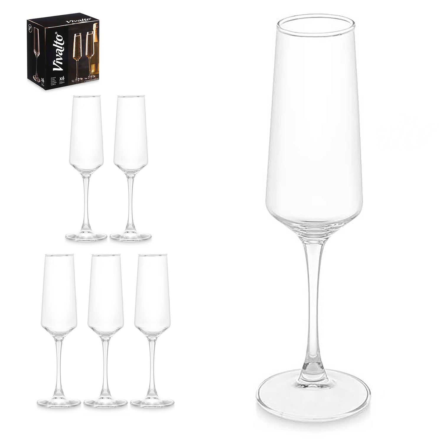 PACK 6 COPAS CHAMPAGNE CONICA 250ML | Leroy Merlin