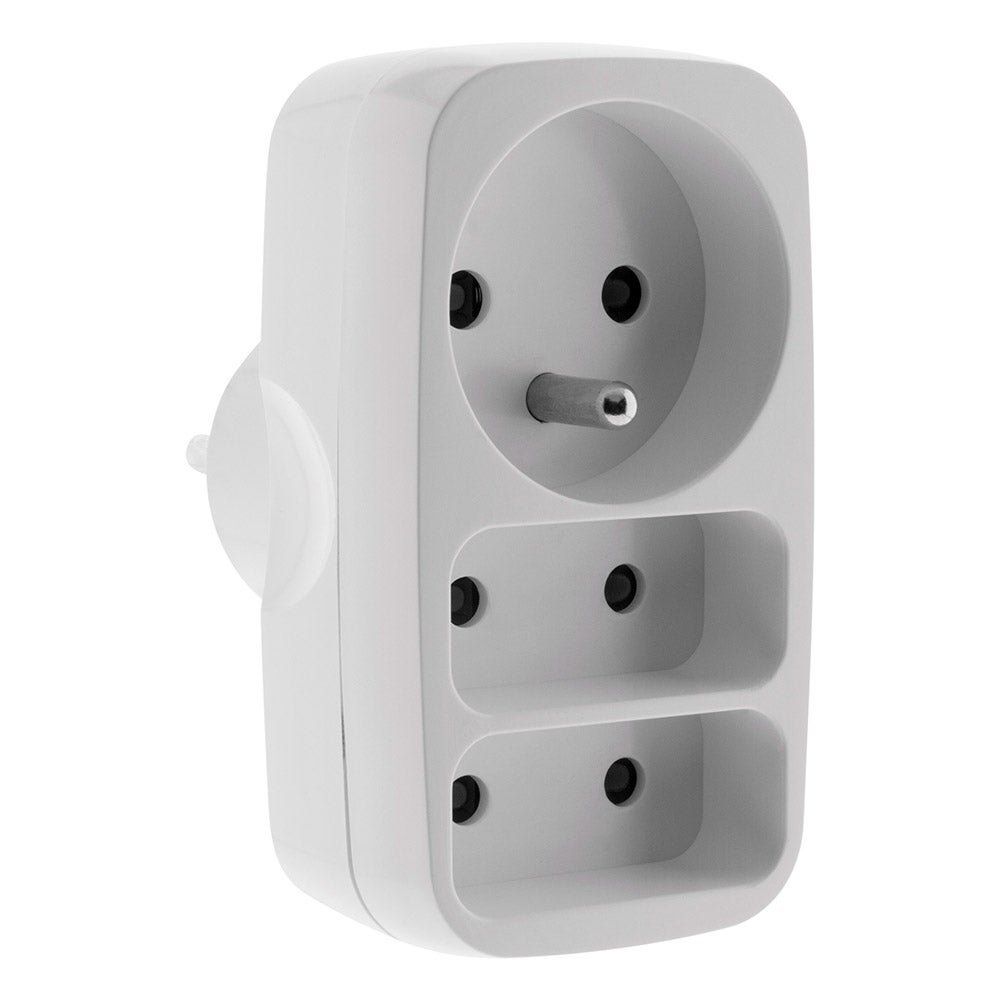 Multiprise triplite 2x2P 6A + 1x2P+T 16A - Blanc - Zenitech | Bricoman