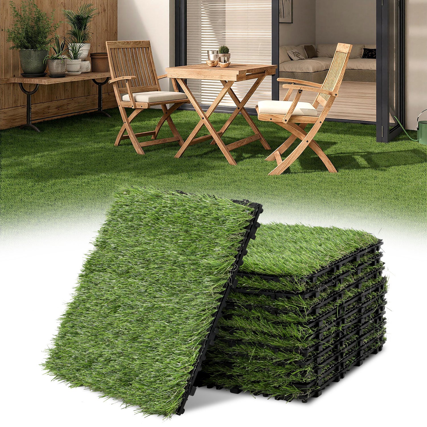 Dalles de terrasse gazon synthétique lot de 55 pièces 30x30cm 5m² avec ...