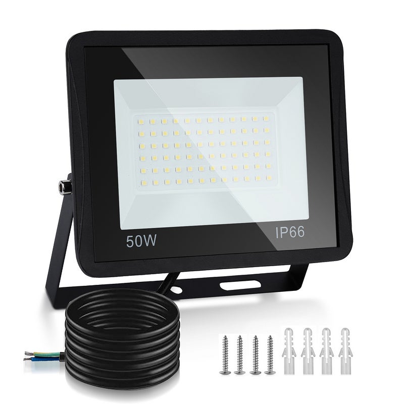 2x Proyector LED de 50W, proyector de obra, para instalar en exteriores ...