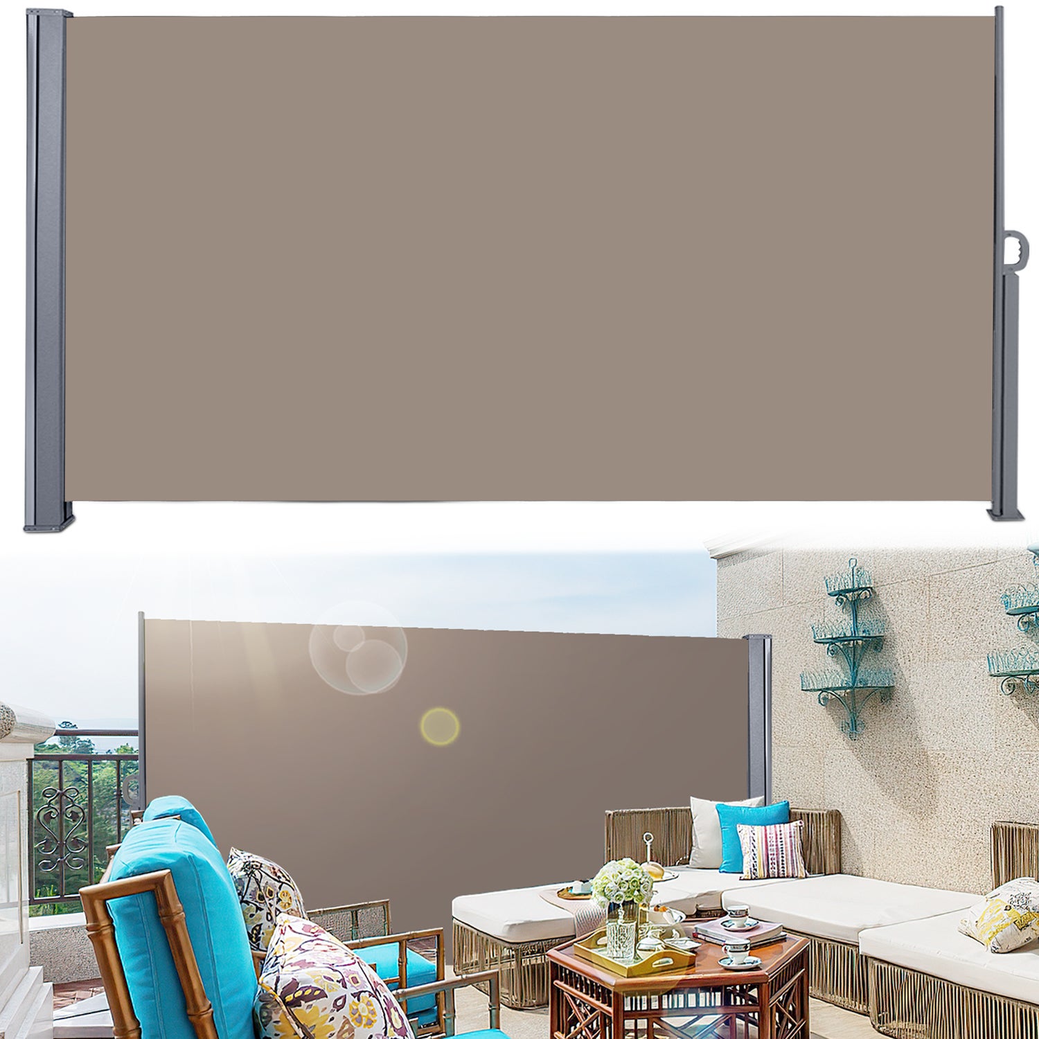 Toldo lateral toldo lateral viento de visión retráctil balcón del ...