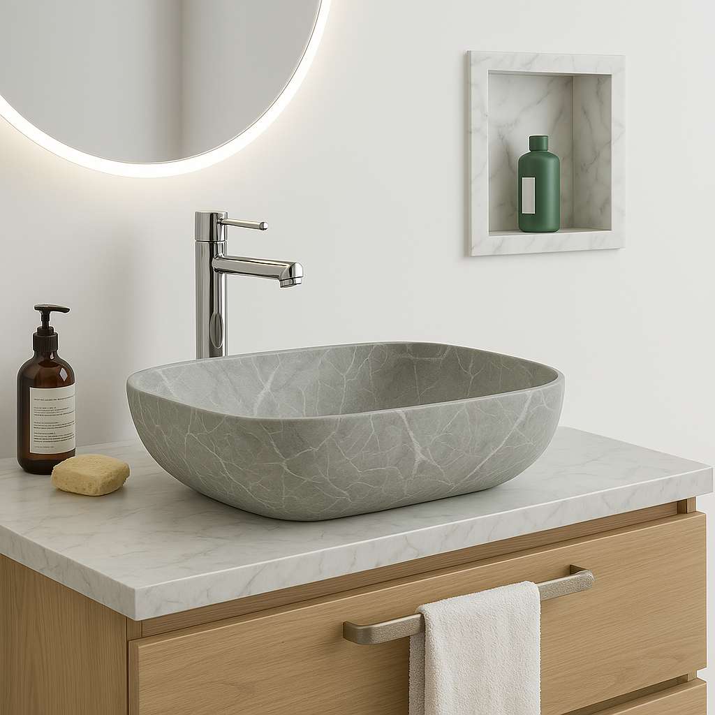 Lavabo à poser MINI OVALO céramique 46,5x13x33,5 cm gris pietra | Leroy ...